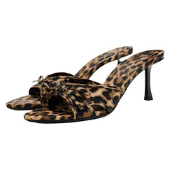 TEEK - Bow Leopard Kitten Heel Sandals - TEEK